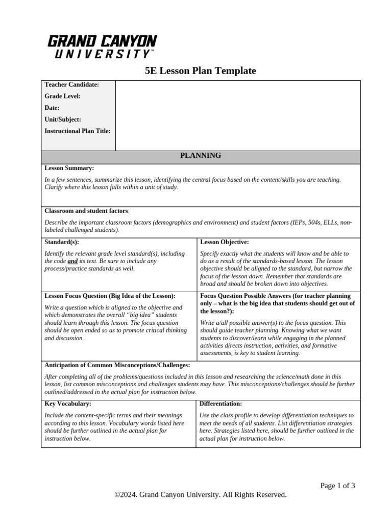 ELM 463 RS T7 5ELessonPlanTemplate | PDF | Teachers | Concept