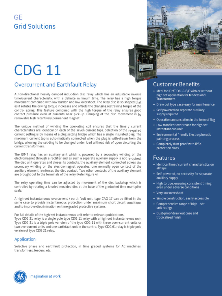 CDG 11 Overcurrent Relay Overview | PDF | Relay | Transformer
