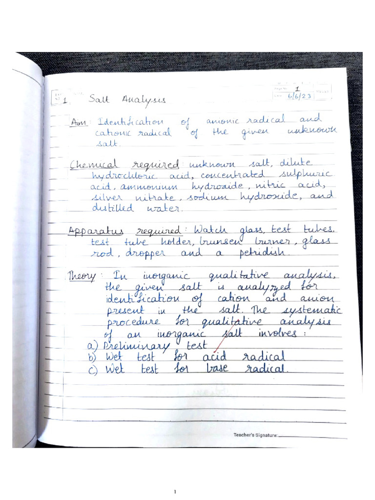 Salt Analysis Class 12 | PDF