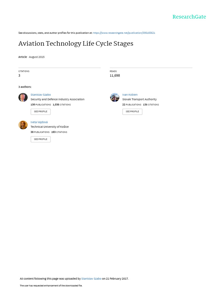 Aviation Technology Lifecycle Stages | PDF | Life Cycle Assessment ...