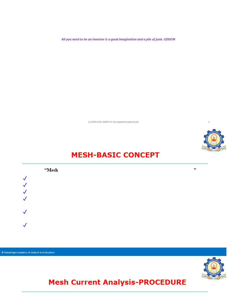 DC Circuit Analysis: Mesh & Node Methods | PDF | Electrical Network ...