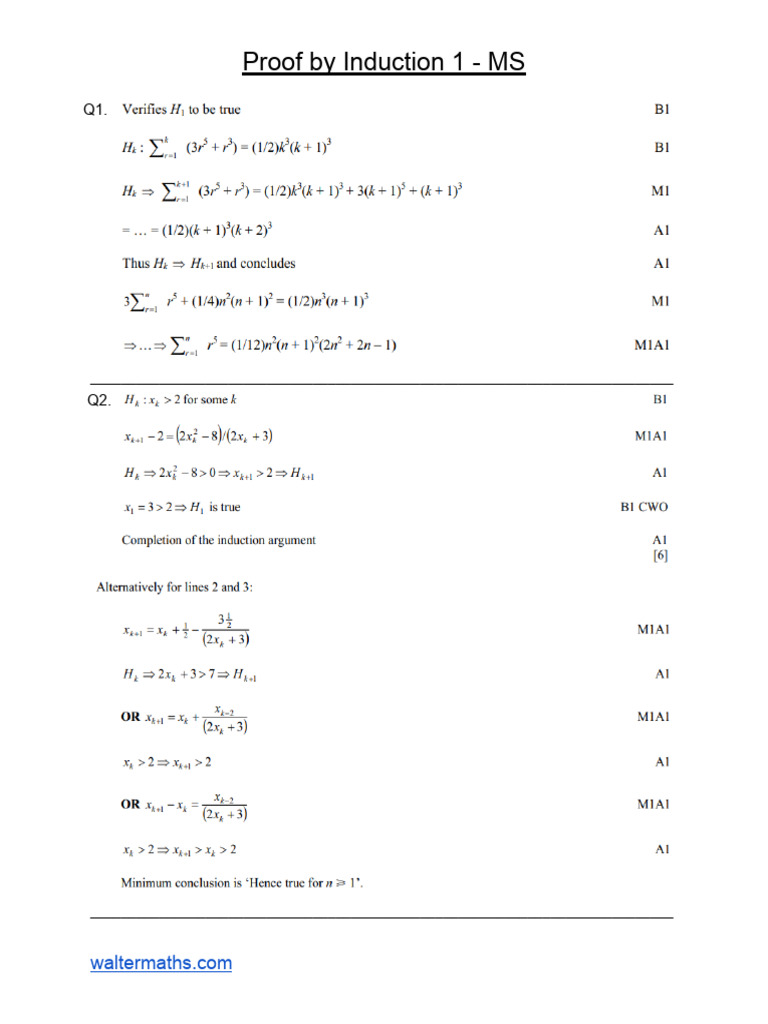 Proof by Induction 1 MS 1 | PDF