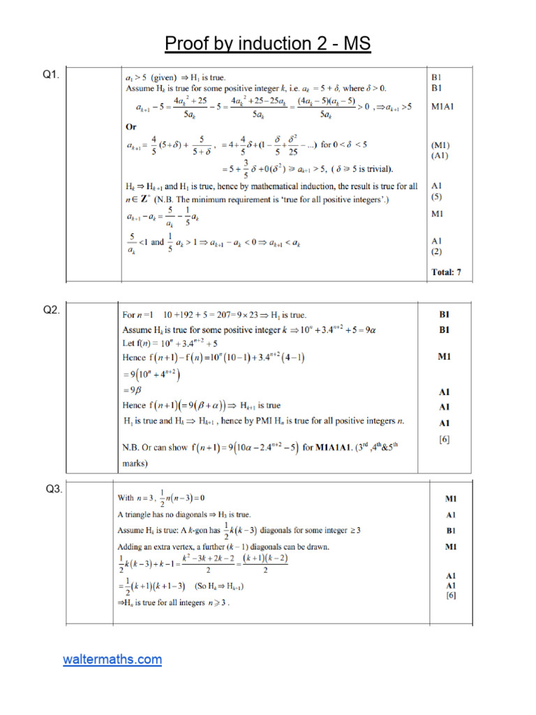 Proof by Induction 2 MS 1 | PDF