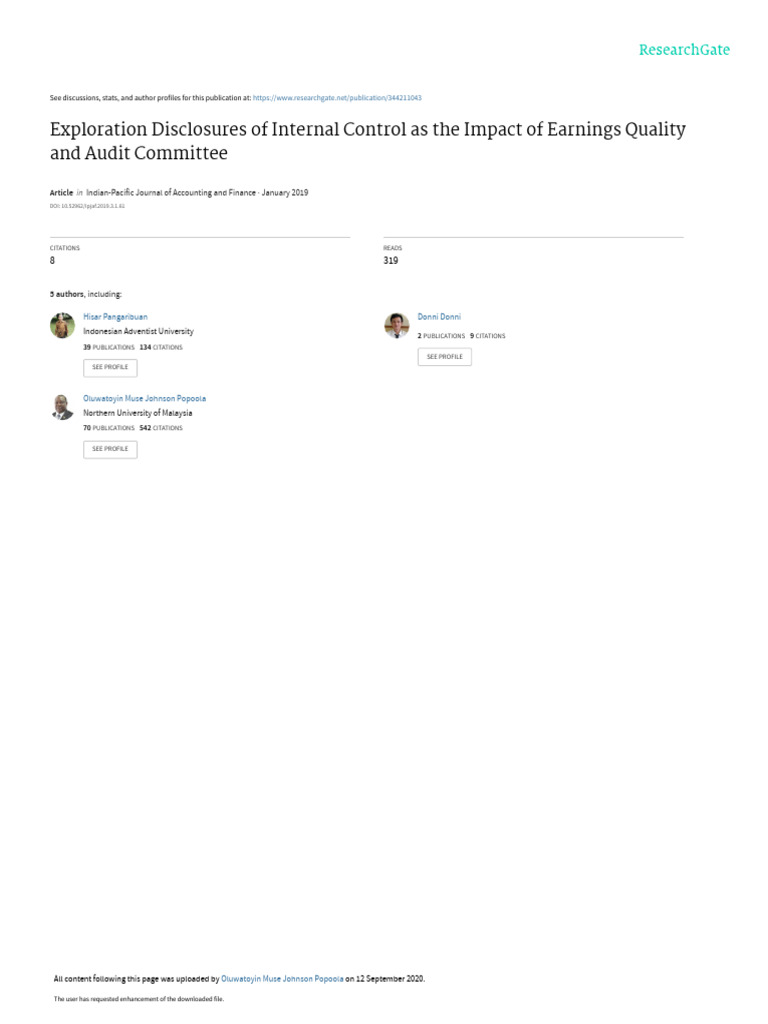 ID3-1ExplorationDisclosuresofInternalControl | PDF | Internal Control ...