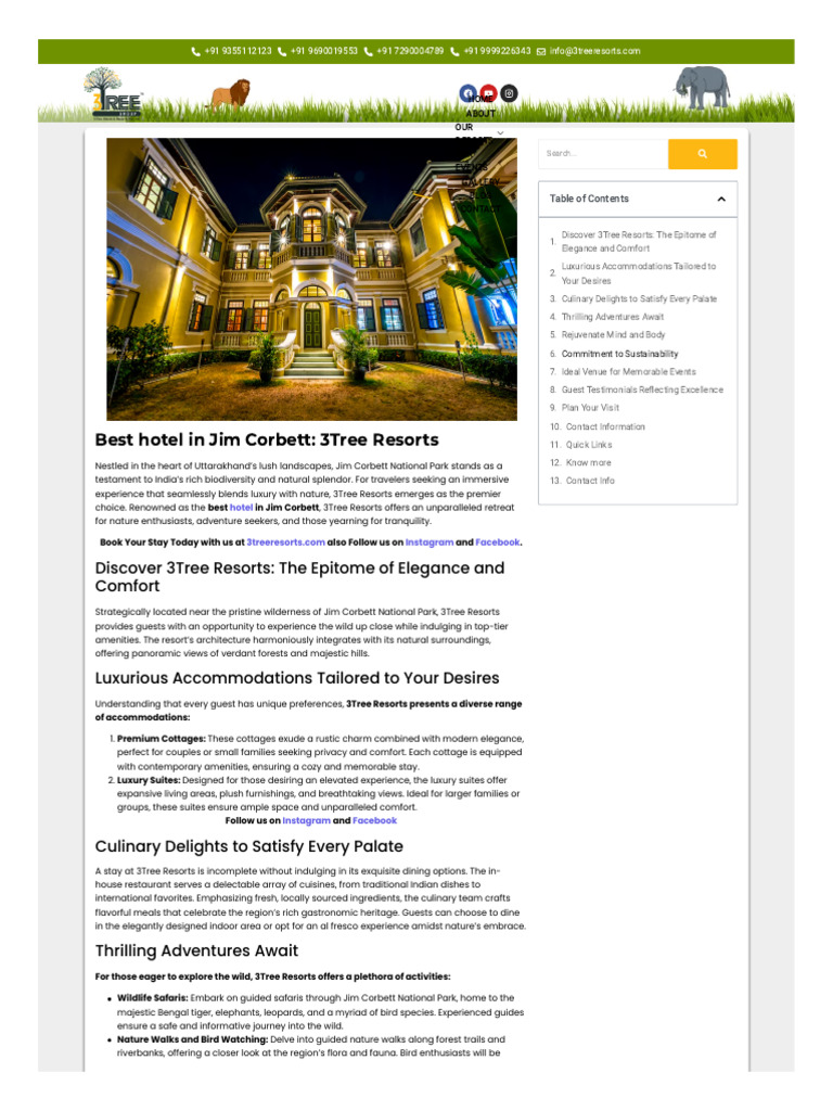 Best Hotel in Jim Corbett | PDF | Resort