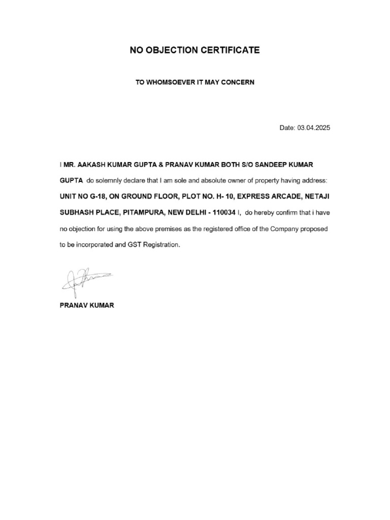 NOC - GST | PDF