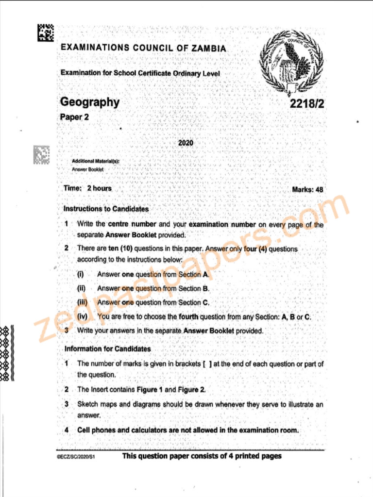 Watermarked - Geography Paper 2 2020 G12 | PDF