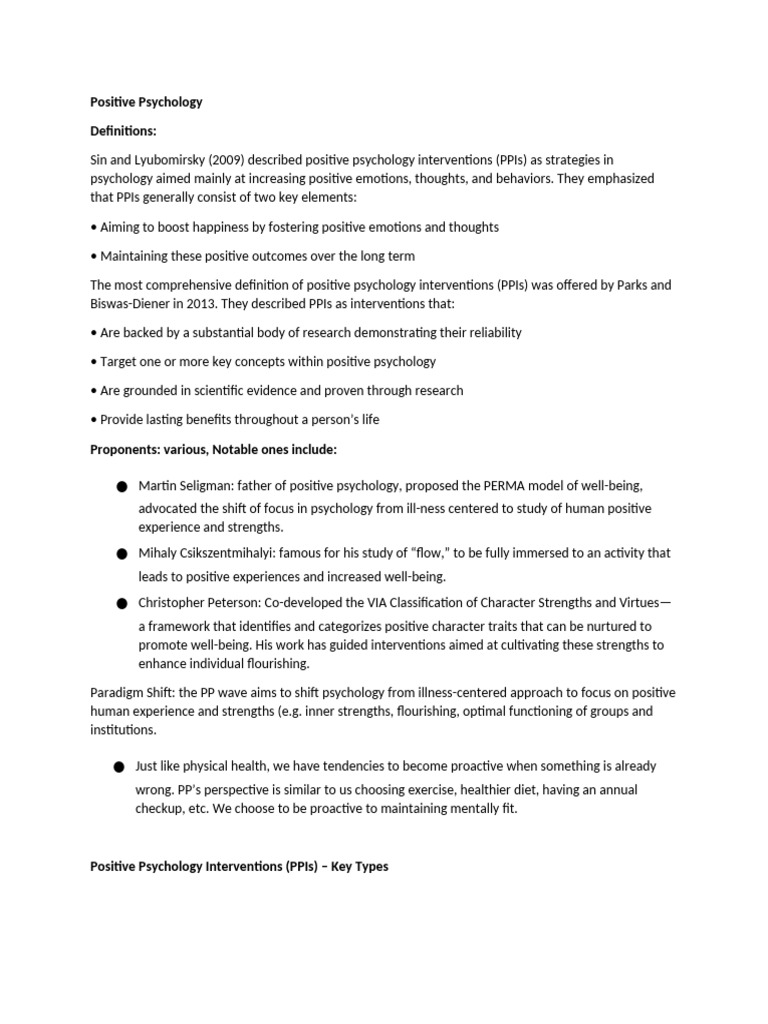 Positive Psychology Interventions Overview | PDF | Positive Psychology ...