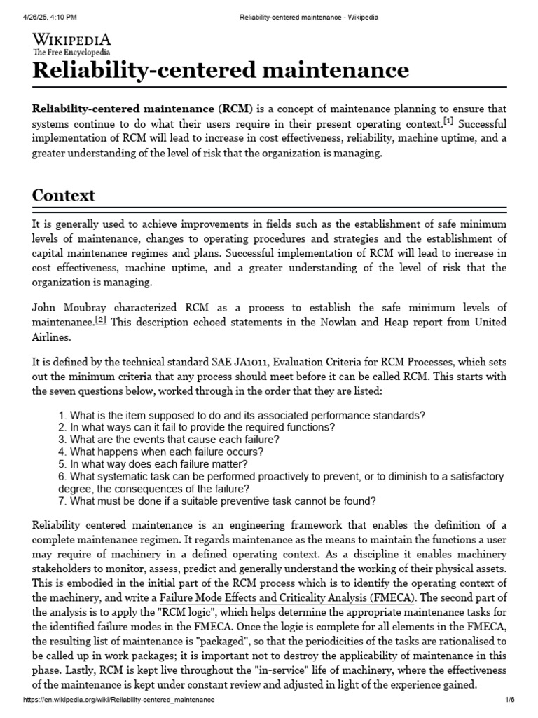 Reliability-Centered Maintenance | PDF | Systems Engineering | Systems Thinking