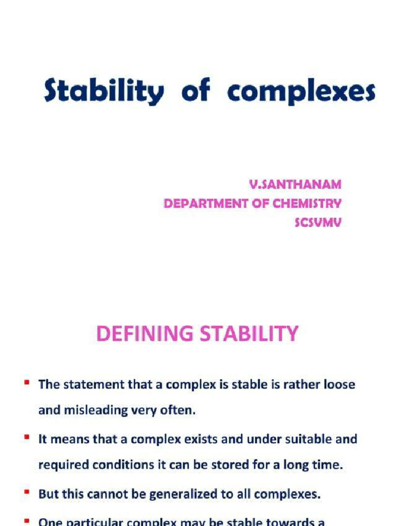 Stability of Complex | PDF