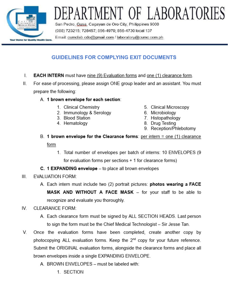 2025 Guidelines For Complying Exit Documents | PDF | Medical ...