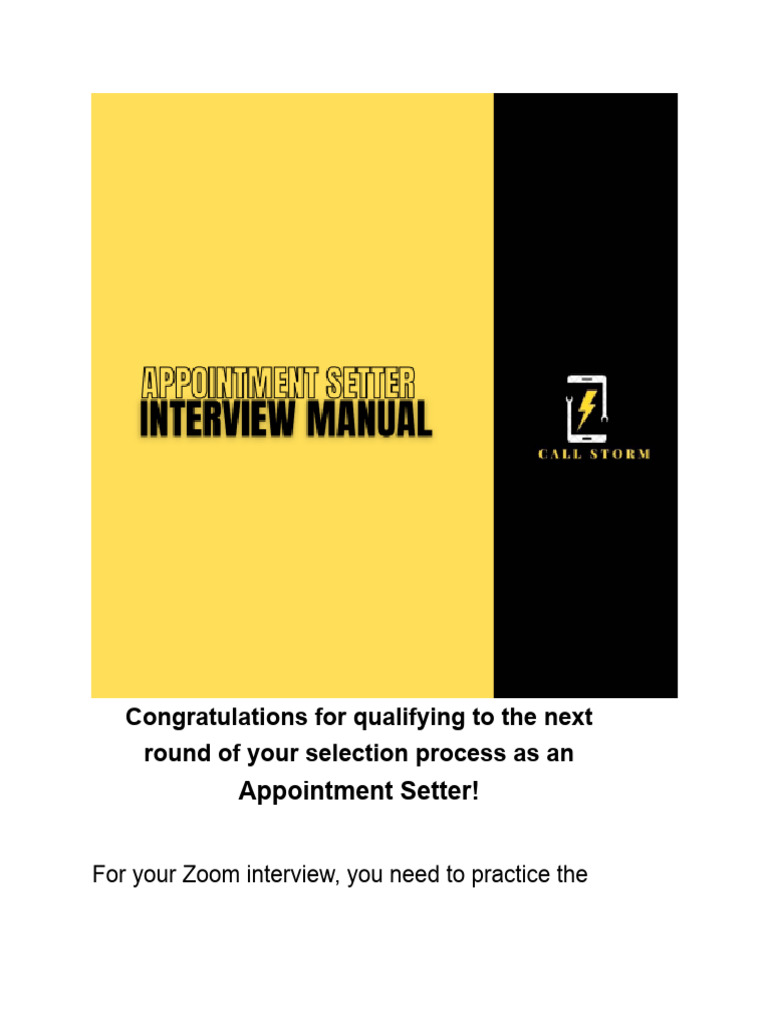 Interview Manual For The Appointment Setter Role @CallStorm - Step 2-3 ...