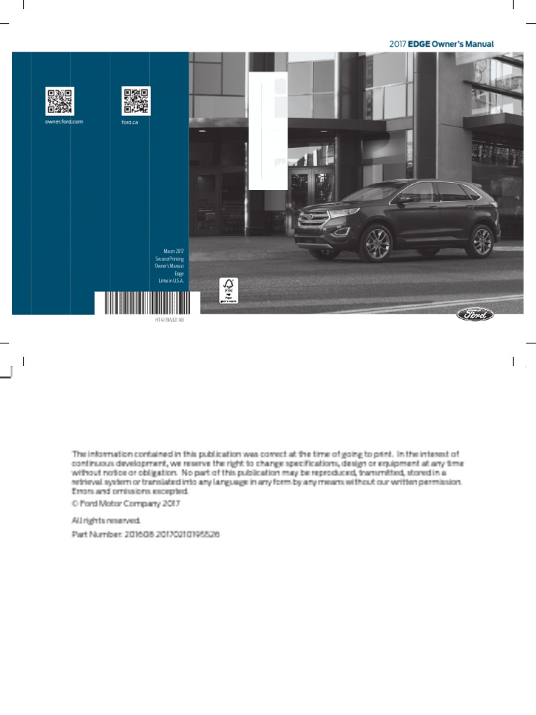 FOED171507 Ford 2017 Edge Owners Manual | PDF | Airbag | Seat Belt