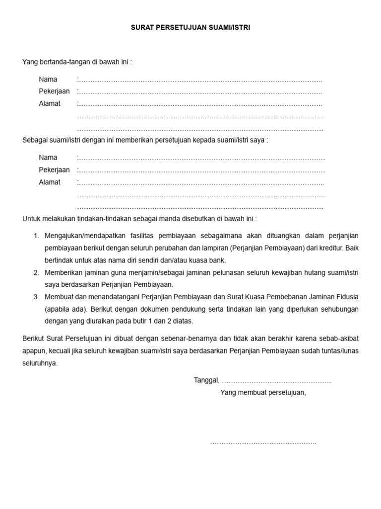 SURAT PERSETUJUAN SUAMI Epul | PDF