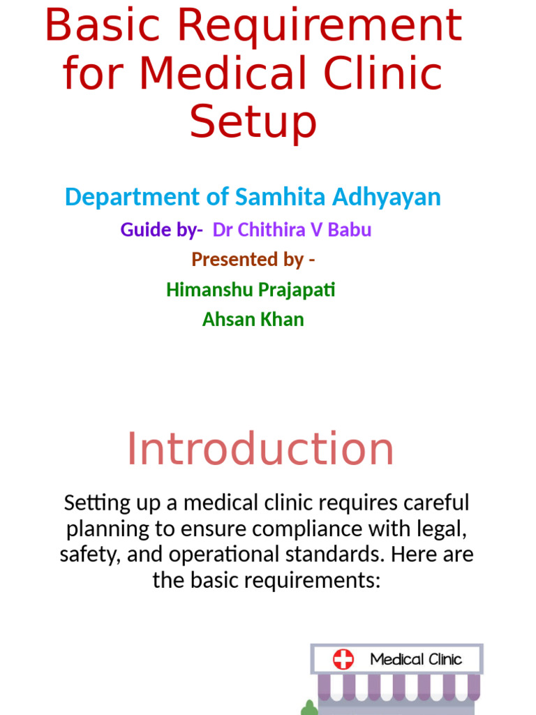 Medical Clinic Setup Requirements Guide | PDF
