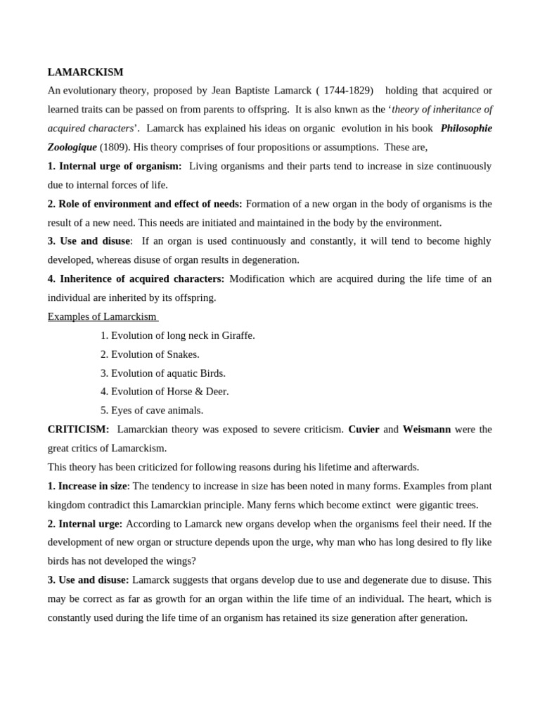 Unit 2 Theories of Evol Notes | PDF | Evolution | Genetic Variation