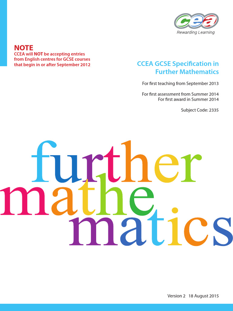 GCSE Further Mathematics Specification 13136 | PDF | Equations ...