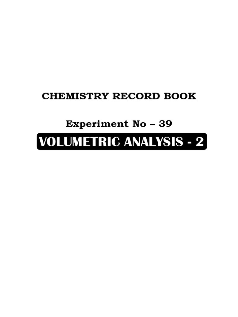 Volumetric Analysis - 2 | PDF | Titration | Chemistry