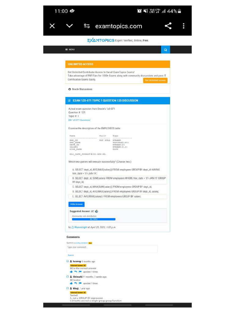 OCA SQL Answer File | PDF