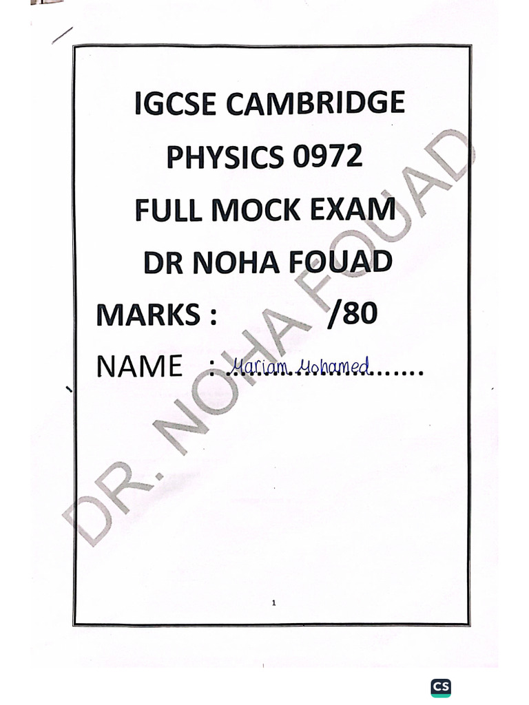 Physics p4 Full Mock | PDF
