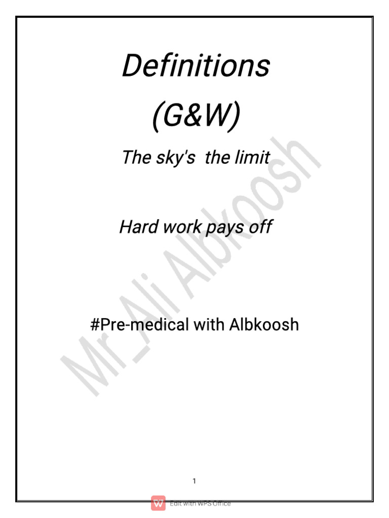 Pre M GR Definitions | PDF