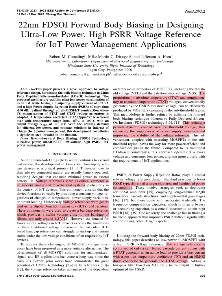 22nm Fdosi Forward Body Biased Ultra Low Power | PDF | Field Effect ...