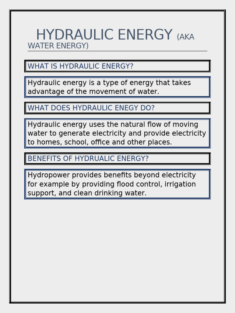 Understanding Hydraulic Energy Benefits | PDF