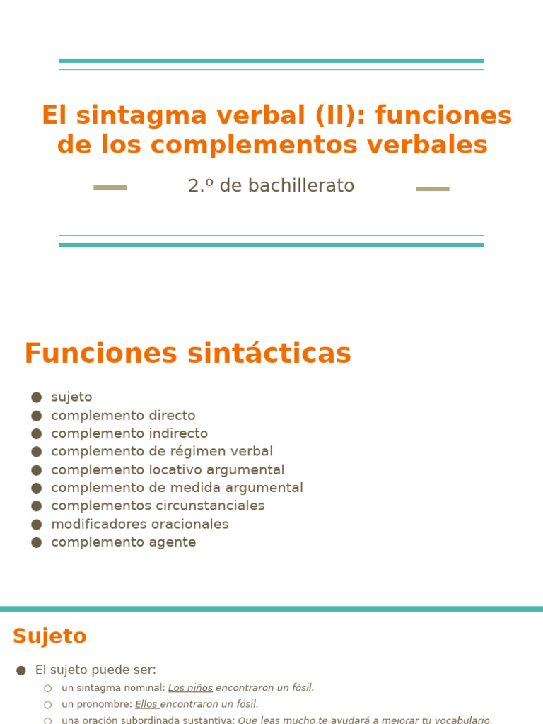 El Sintagma Verbal II Funciones CV | PDF | Asunto (gramática) | Verbo