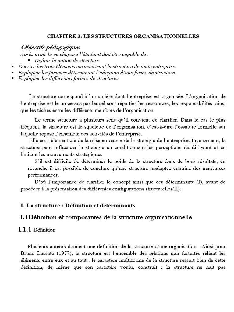 Structures organisationnelles selon Mintzberg | PDF | Business | Chef ...
