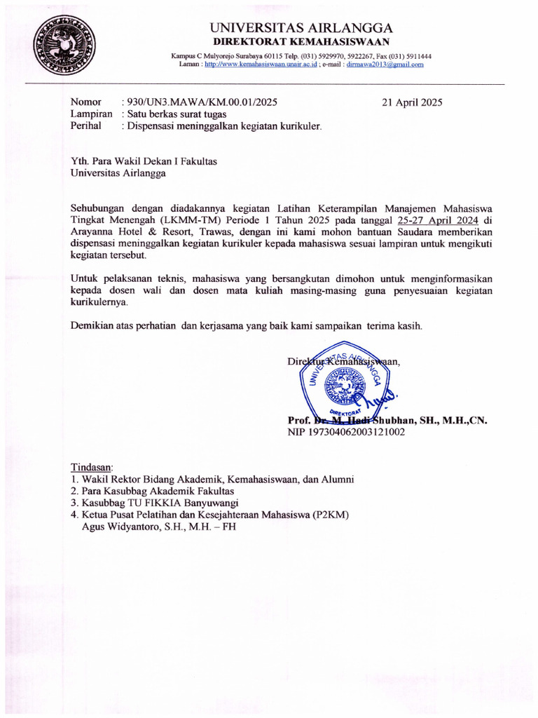 2025 04 21 15 12 35 930 - Dispensasi Keg LKMM TM Periode 1 | PDF