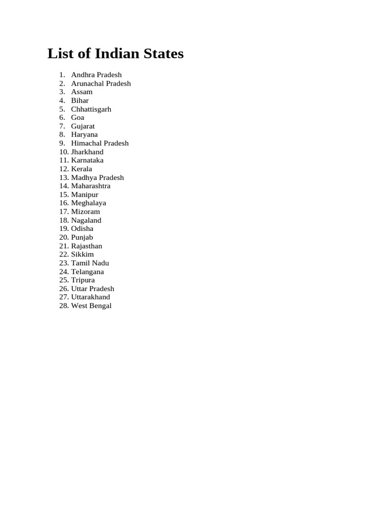 List of Indian States | PDF