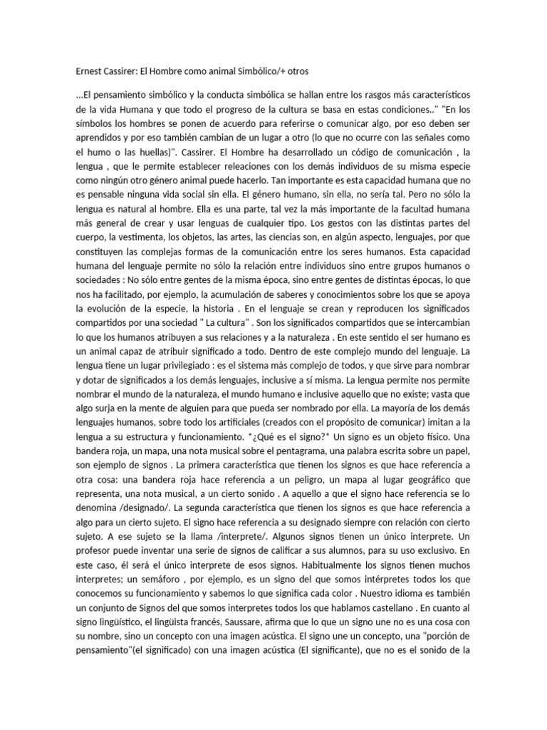 Ernest Cassirer | PDF | Los símbolos | Pensamiento