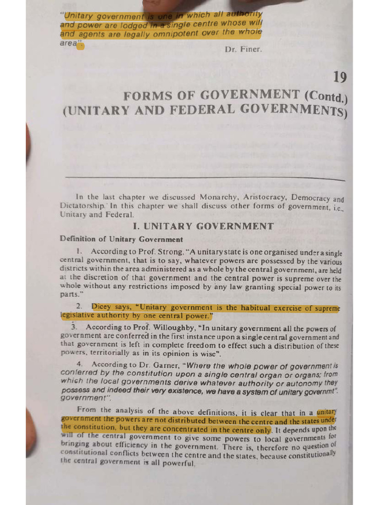 Unitary and Federal Government Merits and Demerits | PDF