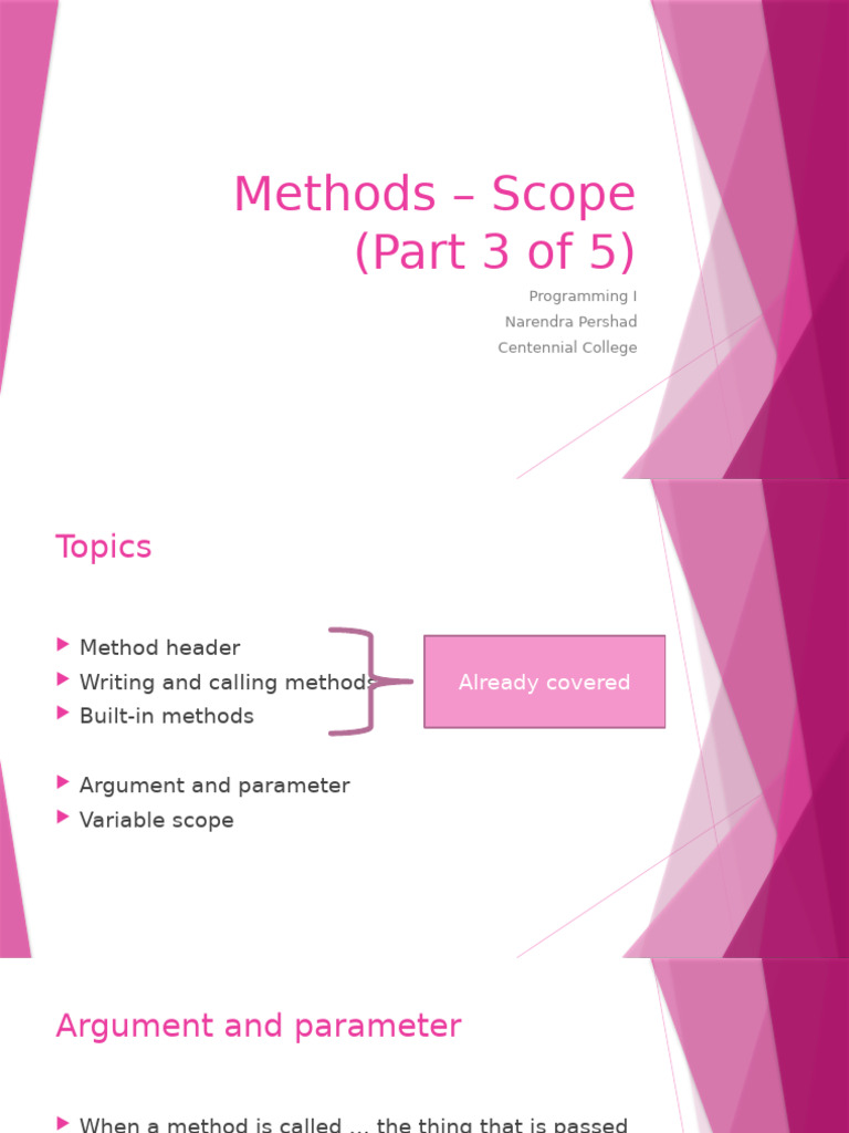 Wk09a_methods_scope | PDF | Parameter (Computer Programming) | Scope (Computer Science)