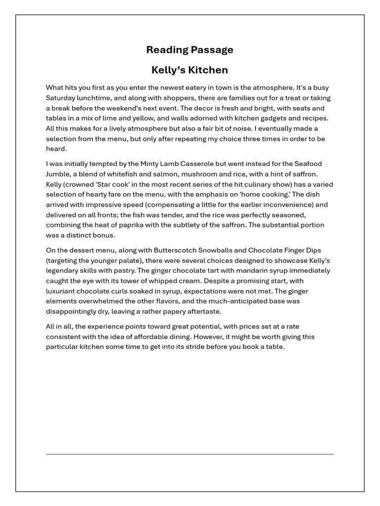 Kelly's Kitchen - NGRT Revision | PDF | Restaurants | Menu