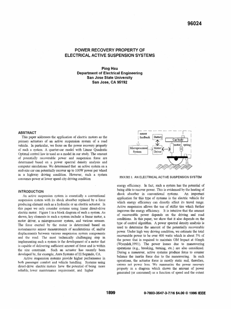 Power Recovery Property of Electrical Active Suspension Systems | PDF ...