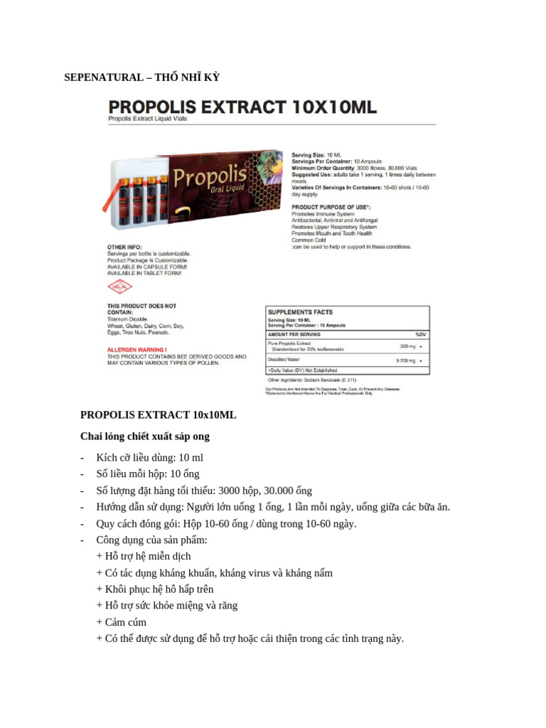 PROPOLIS EXTRACT - Sepenatural | PDF