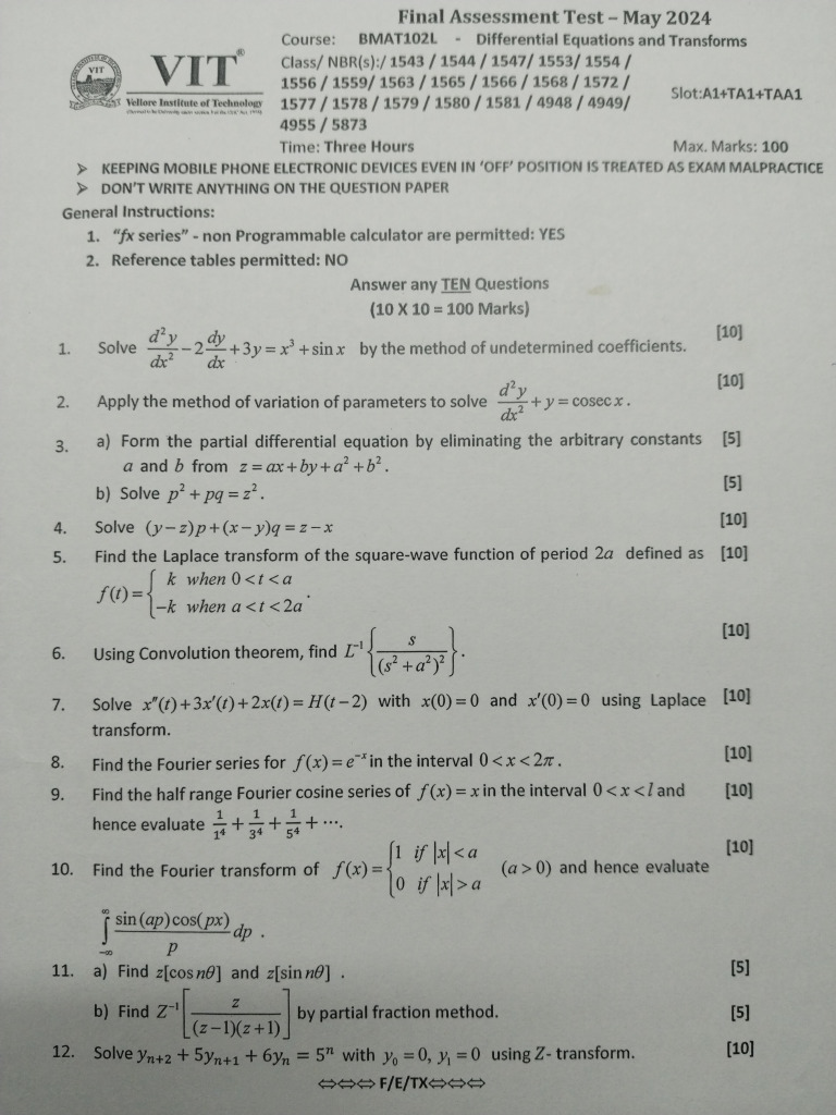 Bmat102l Fat A1 2024 | PDF