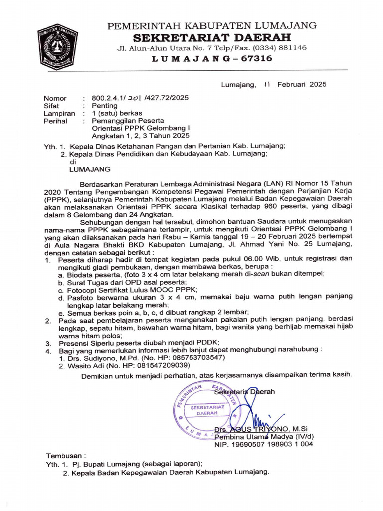 Pemanggilan Peserta Orientasi PPPK Gel 1 Angkatan 1,2,3 TH 2025 | PDF