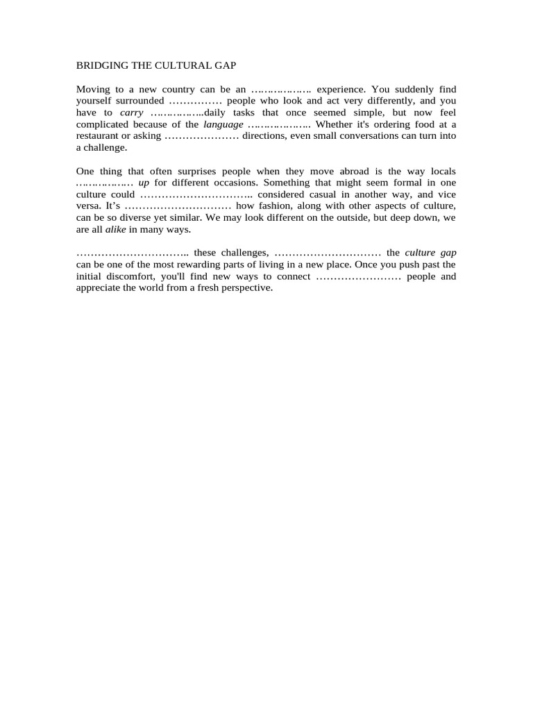 Bridging The Cultural Gap | PDF