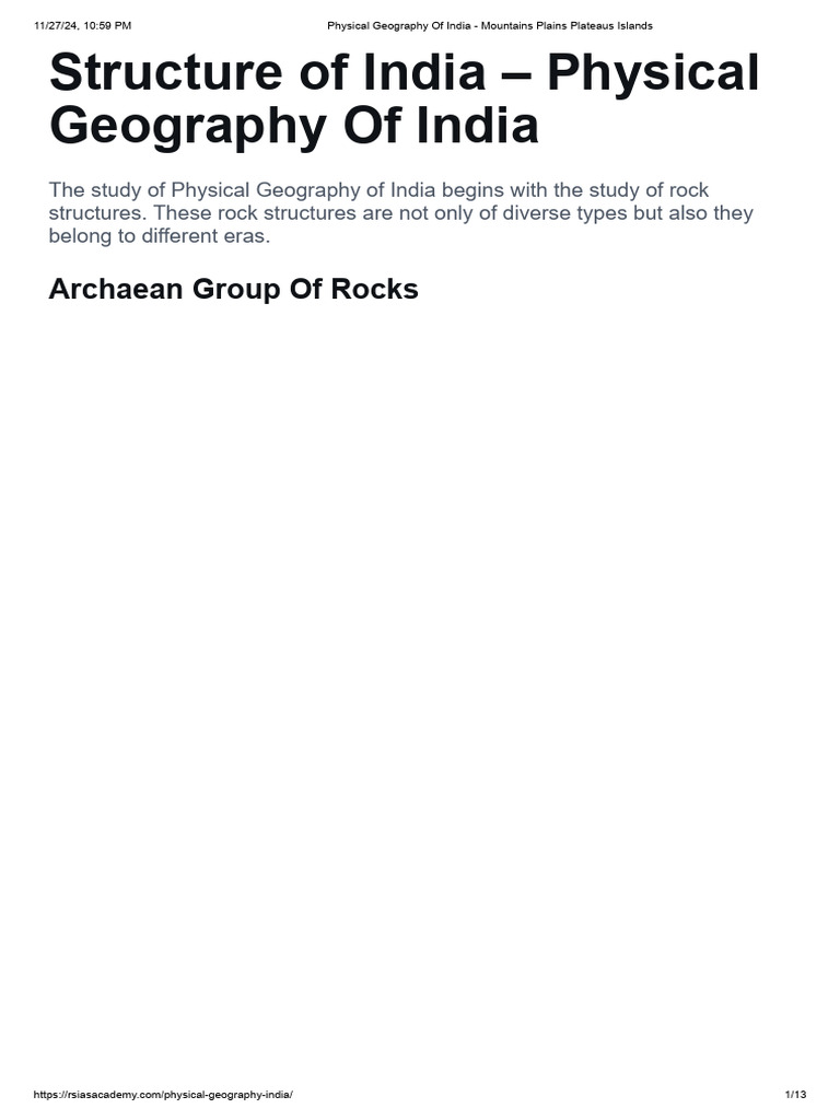 Geography of India's Plains and Plateaus | PDF | Rock (Geology ...