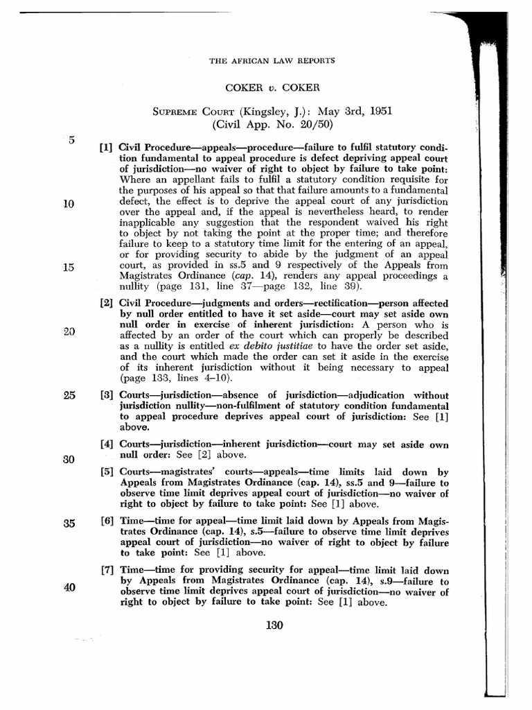 Coker V Coker (CIV APP 20 of 1950) 1951 SLSC 5 (3 May 1951) | PDF ...