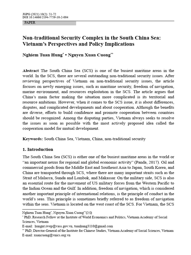 Non-traditional Security Complex in the South China SeaVietnam’s ...