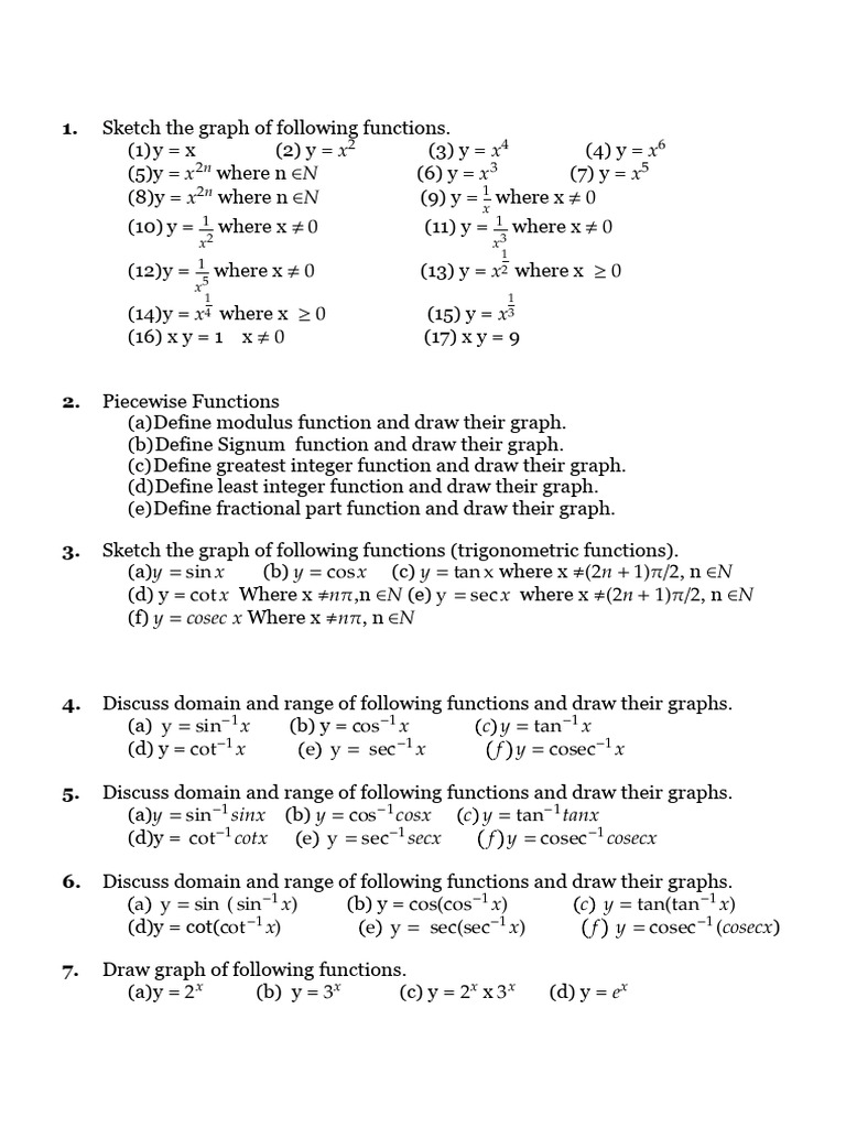 Sketch The Graph of Following Functions | PDF | Combinatorics ...