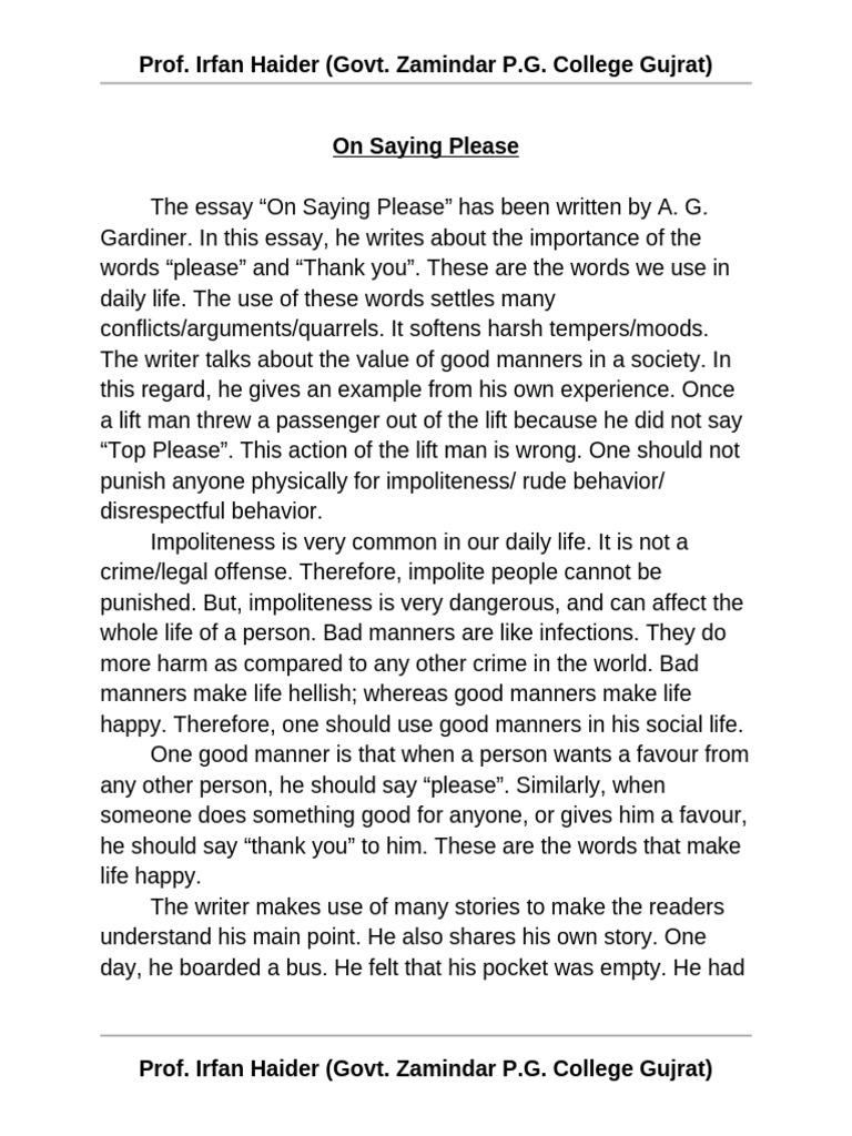 On Saying Please | PDF