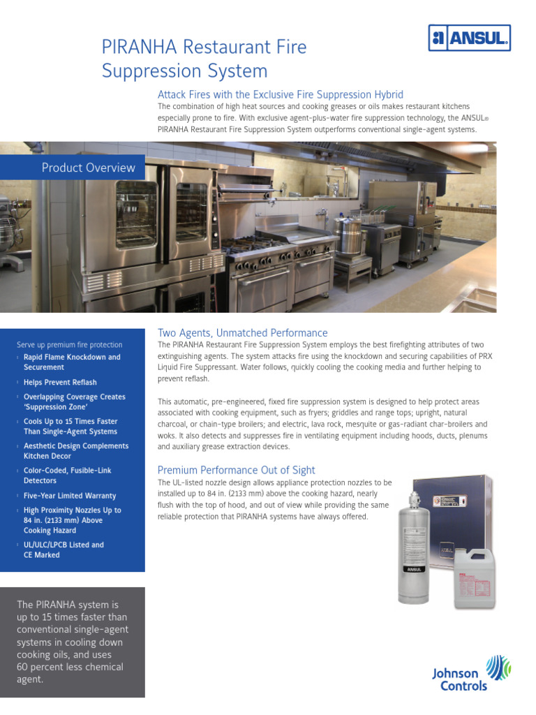 ANSUL Piranha Kitchen Fire System | PDF | Firefighting | Fires