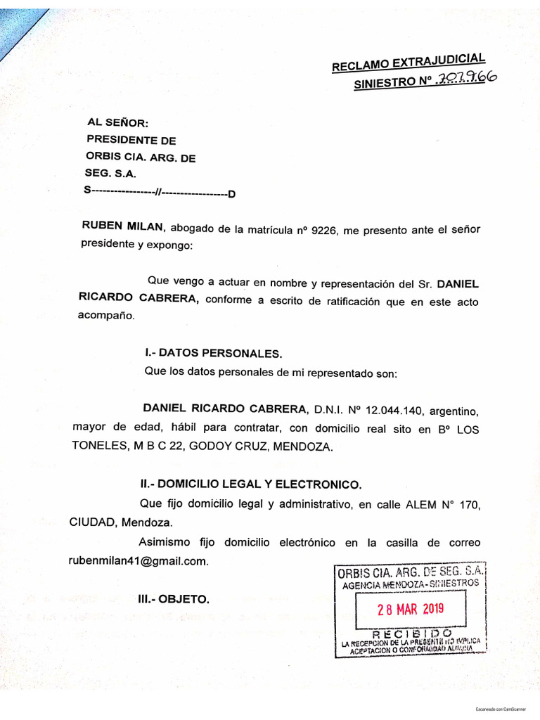 Reclamo Extrajudicial | PDF