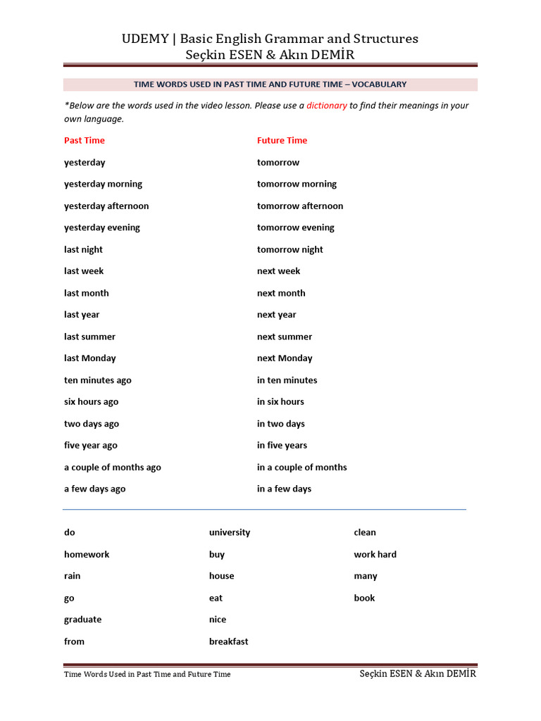 40 - 039-Time-Words-Used-in-Past-Time-and-Future-Time-Vocabulary | PDF