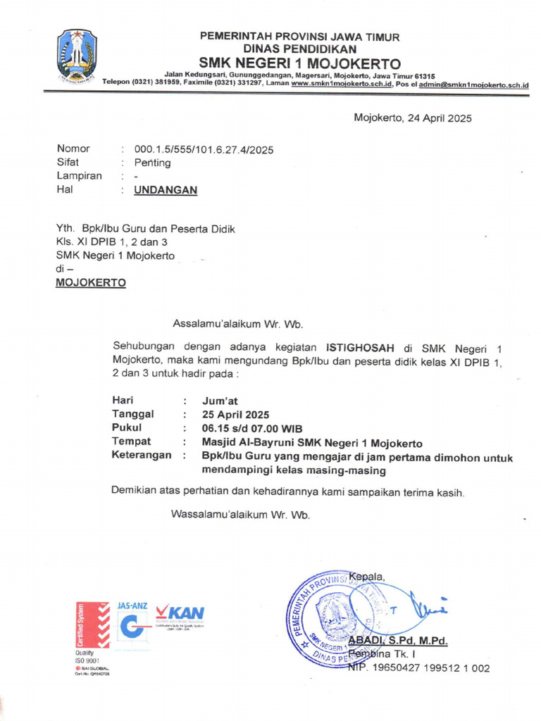 UNDANGAN ISTIGHOSAH XI DPIB 1,2,3 | PDF