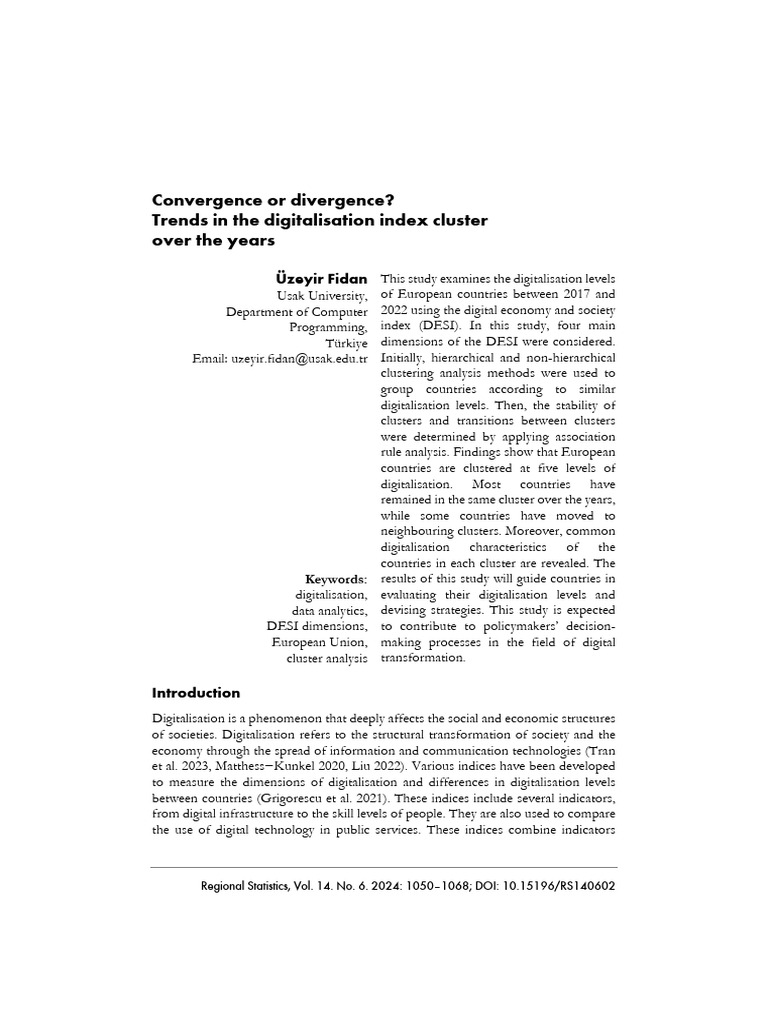 Convergence or Divergence? Trends in The Digitalisation Index Cluster ...